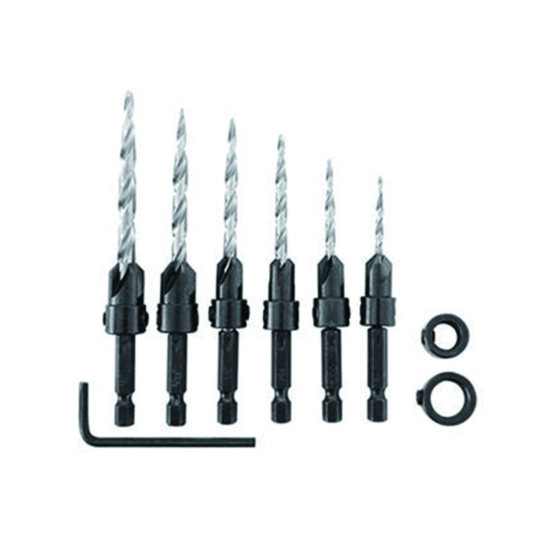 6PCS Set Hex Shank 4 Flute HSS Wood Countersink Taper Drill Bit with ...